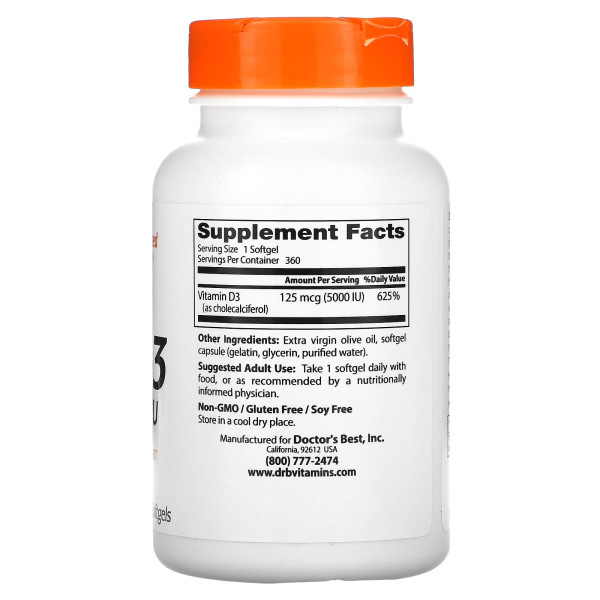 Vitamin D3 125 mcg (5000 IU) 360 caps | Купить витамин D3 c бесплатной ...